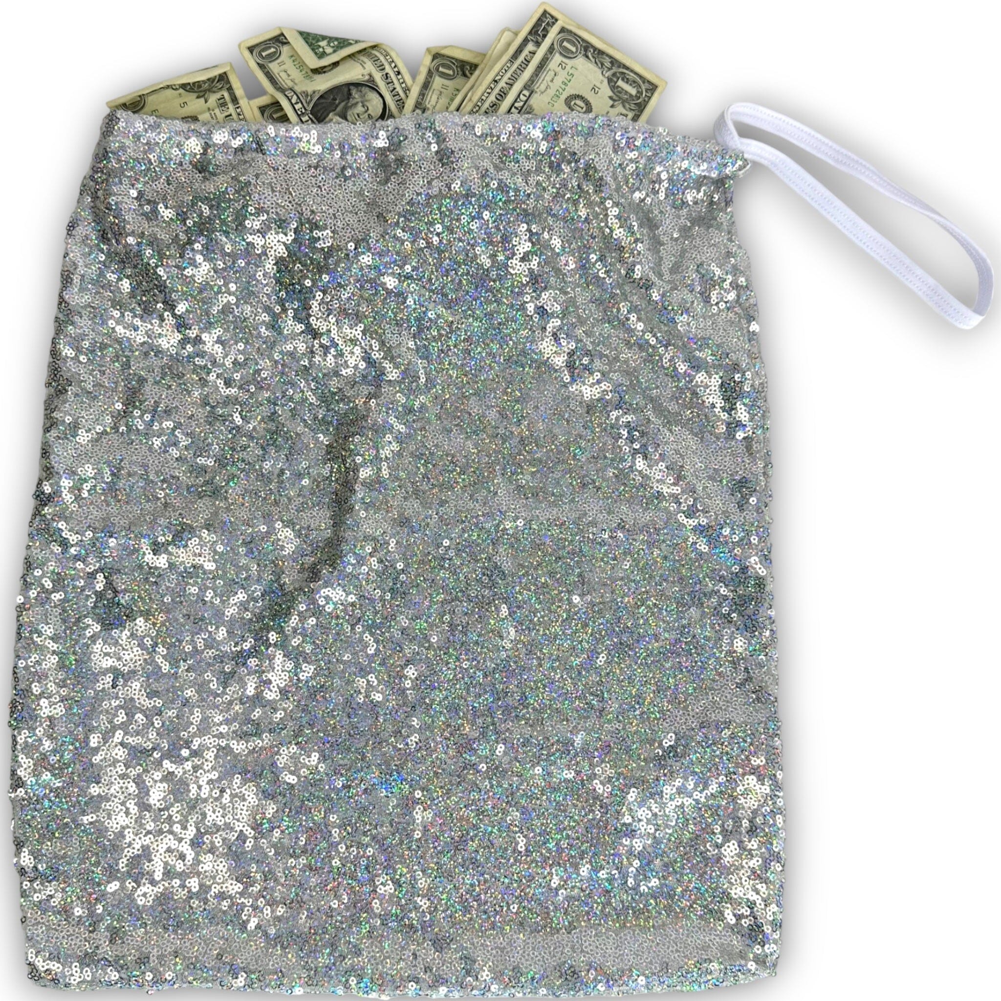 Silver Glitz XLarge Sized Money Bag – Golddiggers Boutique